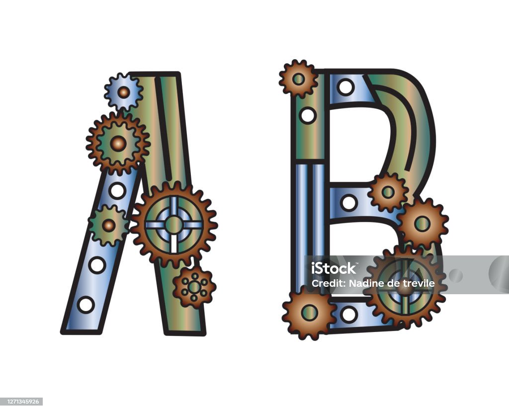 Font Dalam Gaya Steampunk Alfabet Logam Mekanik Dengan Roda Gigi Huruf ... Font Dalam Gaya Steampunk Alfabet Logam Mekanik Dengan Roda Gigi Huruf ...