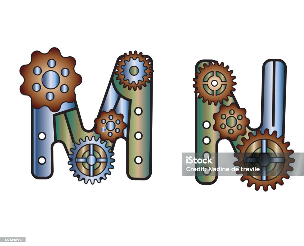 Font Dalam Gaya Steampunk Alfabet Logam Mekanik Dengan Roda Gigi ... Font Dalam Gaya Steampunk Alfabet Logam Mekanik Dengan Roda Gigi ...