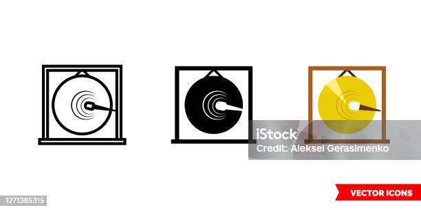 Icône Gong De 3 Types De Couleur Noir Et Blanc Contour Symbole De Signe