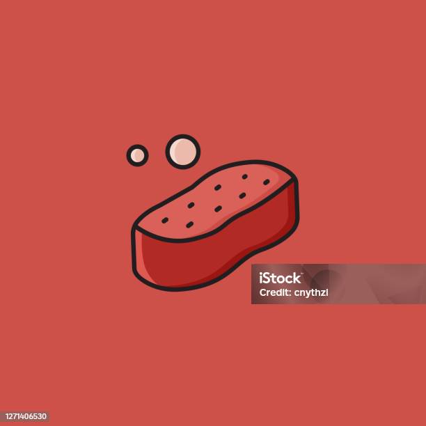 Ikon Spons Gaya Desain Garis Datar Ilustrasi Vektor Simbol Kerangka