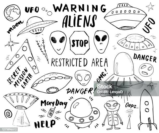 Aliens Et Ufo Hand Drawn Sketch Set Cute Cartoon Vaisseaux Spatiaux ... Aliens Et Ufo Hand Drawn Sketch Set Cute Cartoon Vaisseaux Spatiaux ...