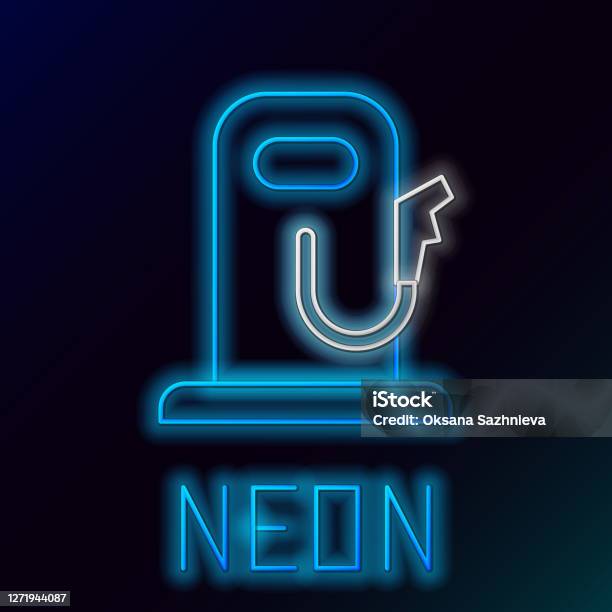 Glowing Neon Line Bensin Atau Ikon Pom Bensin Terisolasi Pada Latar