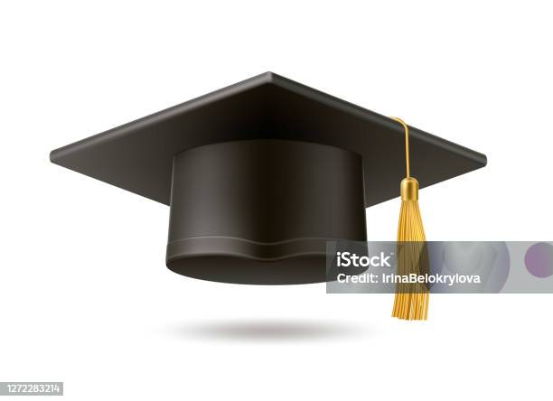 Vector Realistic Mortar Board Hat Education Hat Stock Illustration