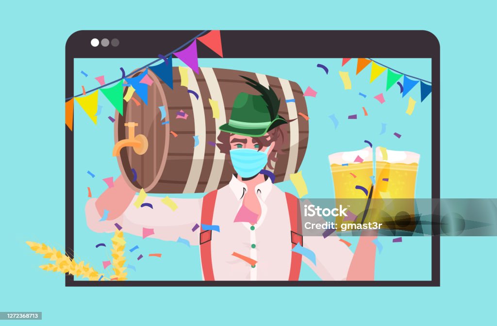 Pria Bertopeng Memegang Cangkir Bir Oktoberfest Pesta Perayaan Isolasi ... Pria Bertopeng Memegang Cangkir Bir Oktoberfest Pesta Perayaan Isolasi ...