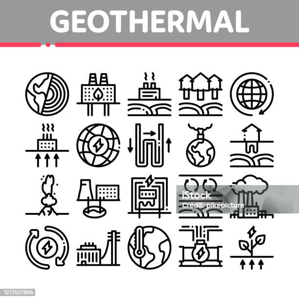 Geothermal Energy Collection Icons Set Vector Illustrations Stock ... Geothermal Energy Collection Icons Set Vector Illustrations Stock ...