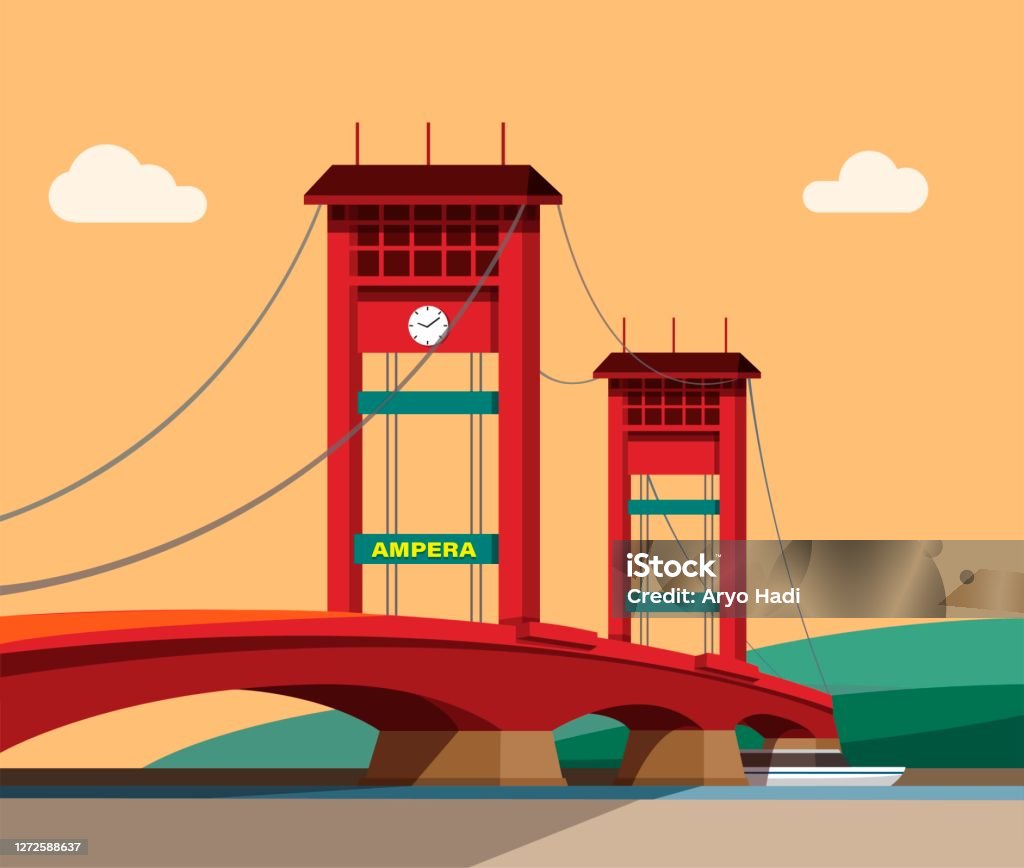Jembatan Ampera Di Sumatera Selatan Indonesia Bangunan Tengara Terkenal ... Jembatan Ampera Di Sumatera Selatan Indonesia Bangunan Tengara Terkenal ...