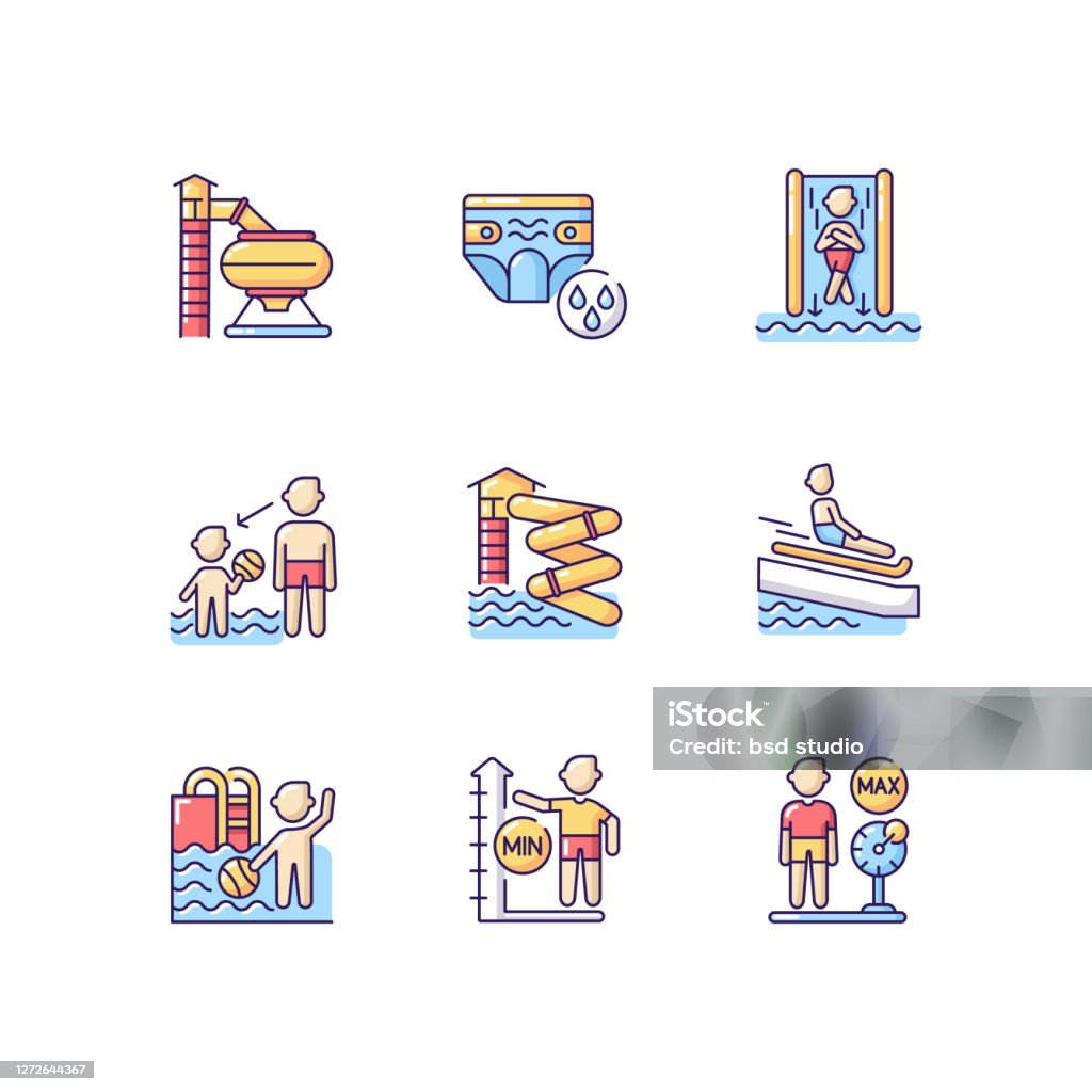 Waterpark Rgb Color Icons Set Stock Illustration Download Image Now