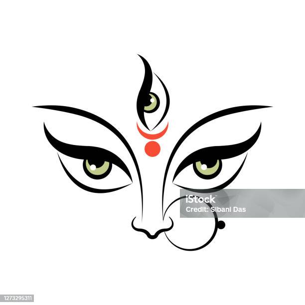 Wajah Dewi Hindu Maa Durga Atau Bunda Durga Untuk Festival Hindu India ... Wajah Dewi Hindu Maa Durga Atau Bunda Durga Untuk Festival Hindu India ...