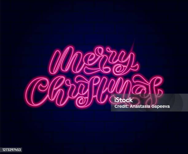 Merry Christmas Brush Lettering Vector Stock Illustration For Poster Or