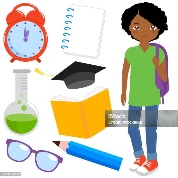 Ilustración de Estudiante Y Conjunto De Objetos Escolares Ilustración ... Ilustración de Estudiante Y Conjunto De Objetos Escolares Ilustración ...