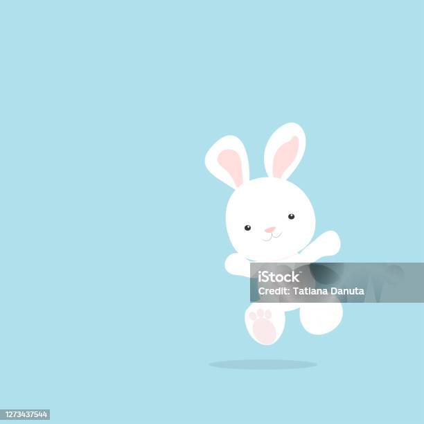 Happy Easter Bunny Vector Illustration Cute Rabbit Cartoon Character