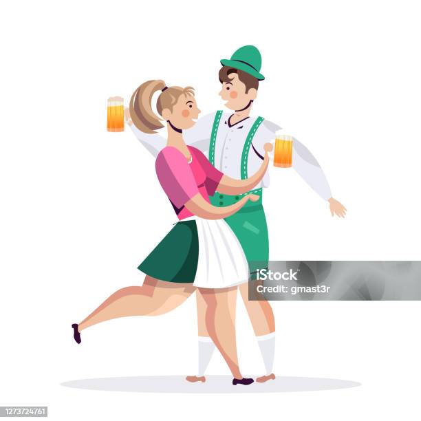 Pasangan Dengan Pakaian Tradisional Minum Bir Merayakan Oktoberfest ... Pasangan Dengan Pakaian Tradisional Minum Bir Merayakan Oktoberfest ...