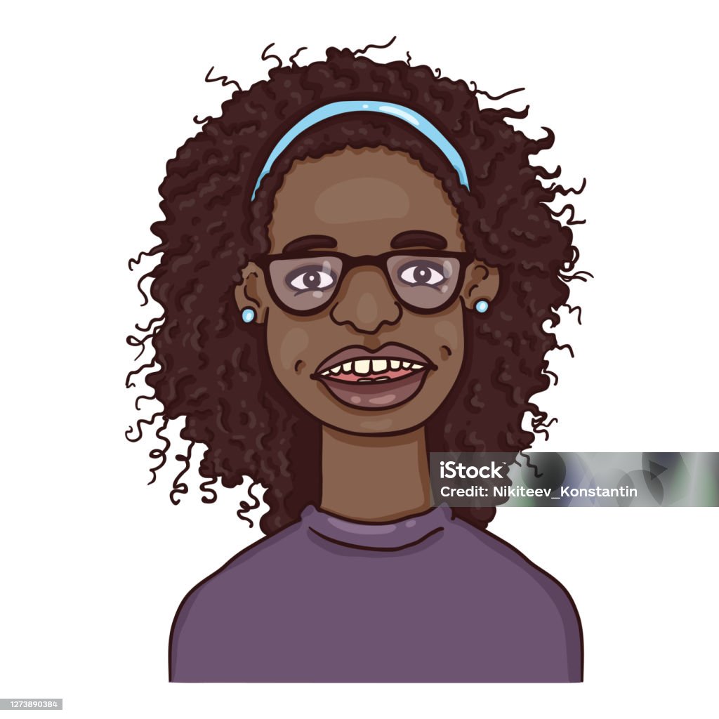 Vector Cartoon Avatar African American Girl Stock Illustration