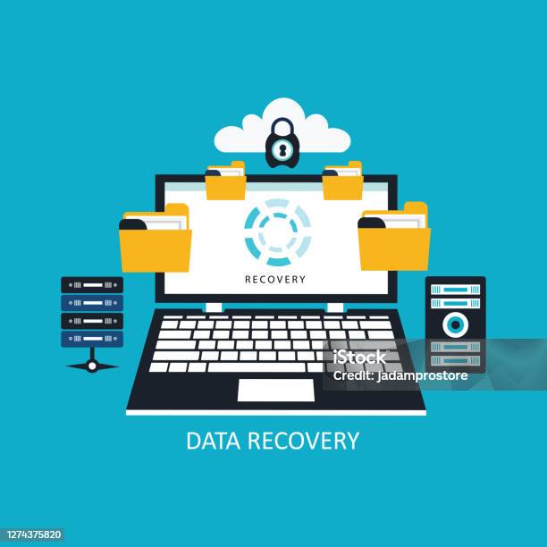Pemulihan Data Pencadangan Data Restorasi Dan Vektor Desain Datar
