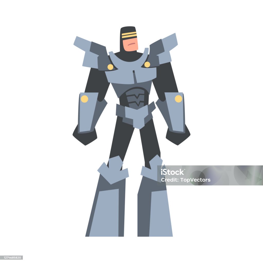 Homme Dans Le Costume De Robot Caractère De Cyborg Ou De Superhéros