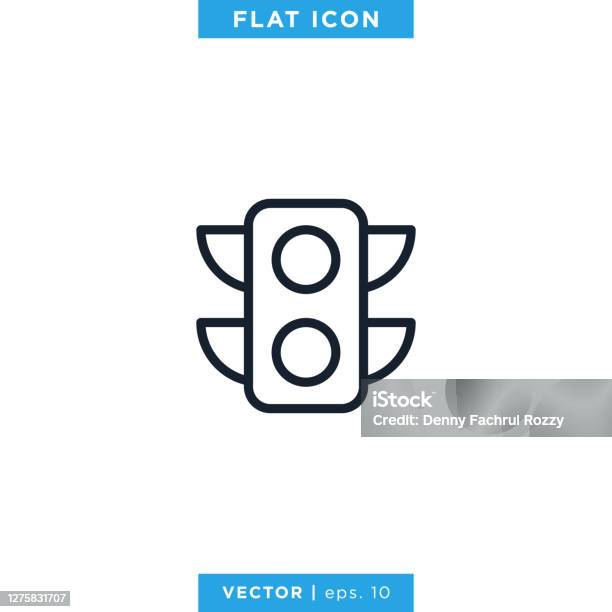 Templat Desain Vektor Ikon Lampu Lalu Lintas Stroke Yang Bisa Diedit