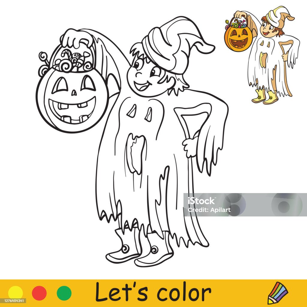 Mewarnai Halloween Dengan Contoh Berwarna Hantu Lucu Ilustrasi Stok ... Mewarnai Halloween Dengan Contoh Berwarna Hantu Lucu Ilustrasi Stok ...
