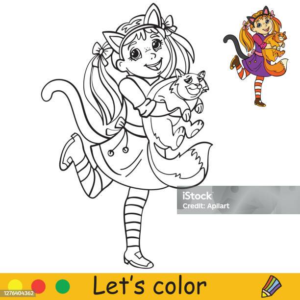 Pewarnaan Halloween Dengan Contoh Berwarna Kucing Wanita Ilustrasi Stok ... Pewarnaan Halloween Dengan Contoh Berwarna Kucing Wanita Ilustrasi Stok ...