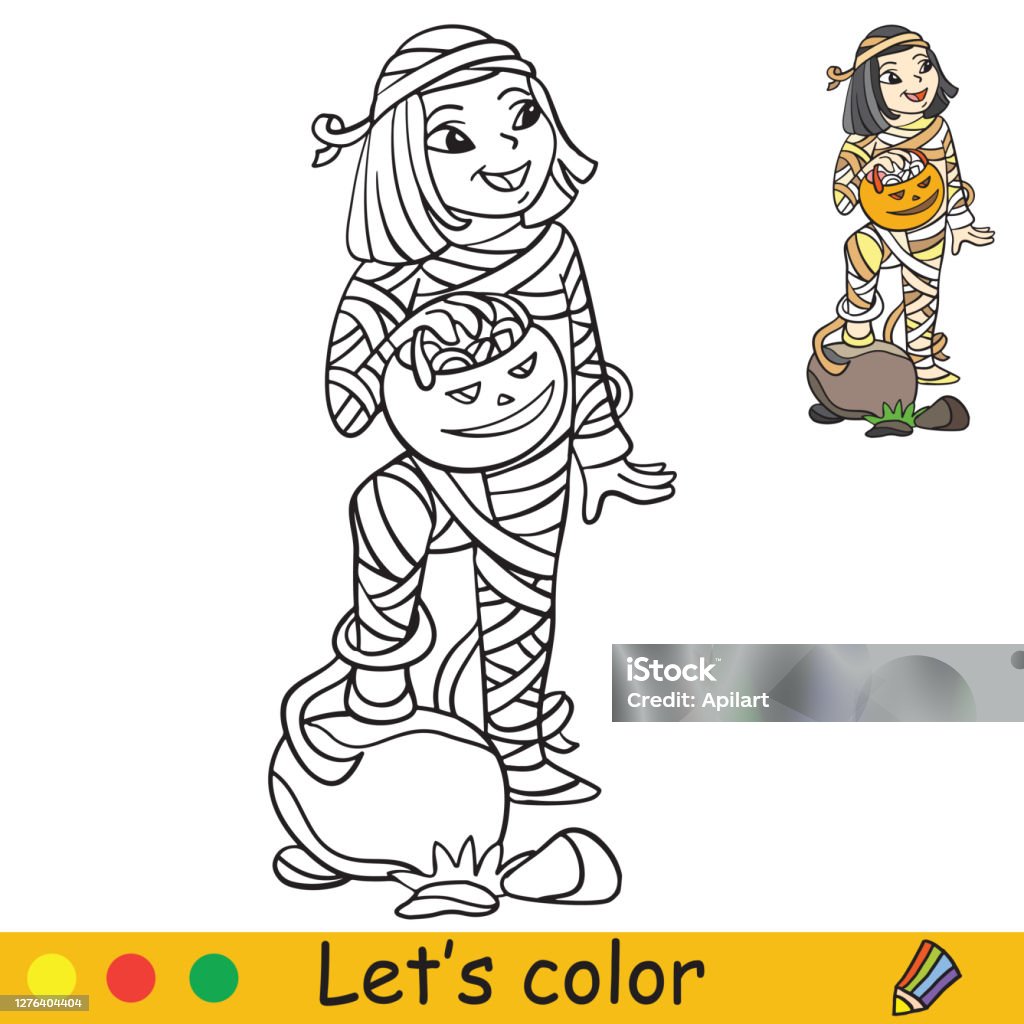 Pewarnaan Halloween Dengan Contoh Berwarna Mumi Lucu Ilustrasi Stok ... Pewarnaan Halloween Dengan Contoh Berwarna Mumi Lucu Ilustrasi Stok ...