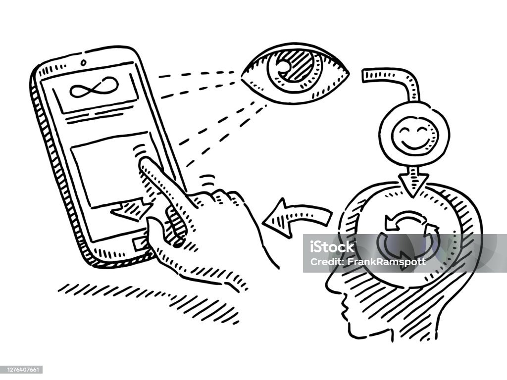 Social Media Addiction Endless Scrolling Drawing Stock Illustration ... Social Media Addiction Endless Scrolling Drawing Stock Illustration ...