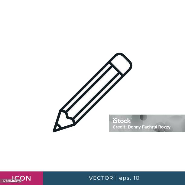 Template Desain Ilustrasi Vektor Ikon Pensil Stroke Yang Bisa Diedit