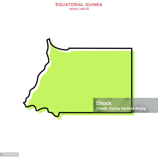 Green Map Of Equatorial Guinea With Outline Vector Illustration Design