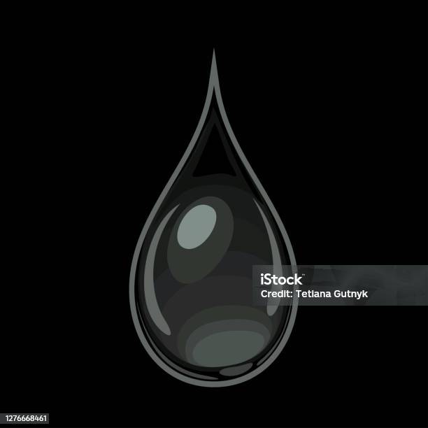 Goutte Dhuile Noire Illustration Vectorielle Dans Le Modèle Plat De