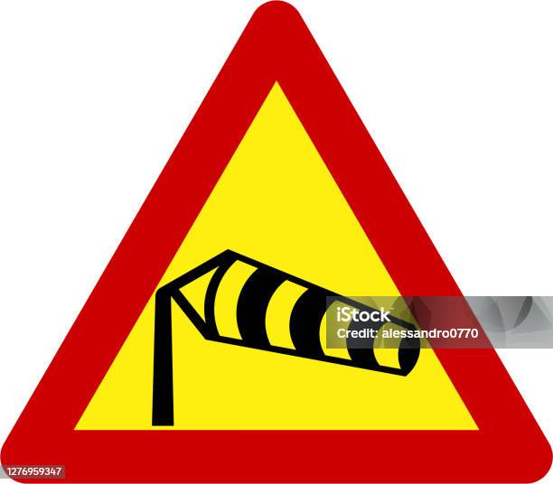 Signe Davertissement Avec Le Symbole De Vents De Travers Vecteurs