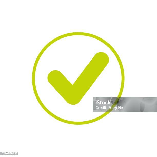 Icône Sceau Valide Tique Verte Icône Dautocollant Ok Plat Isolé Sur
