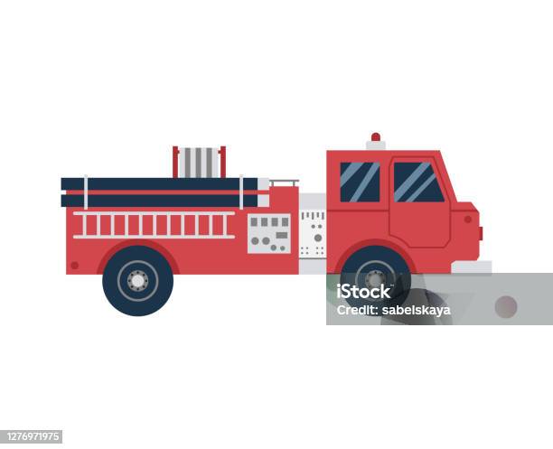 Firetruck Ou Icône De Dessin Animé De Voiture De Lutte Contre Lincendie
