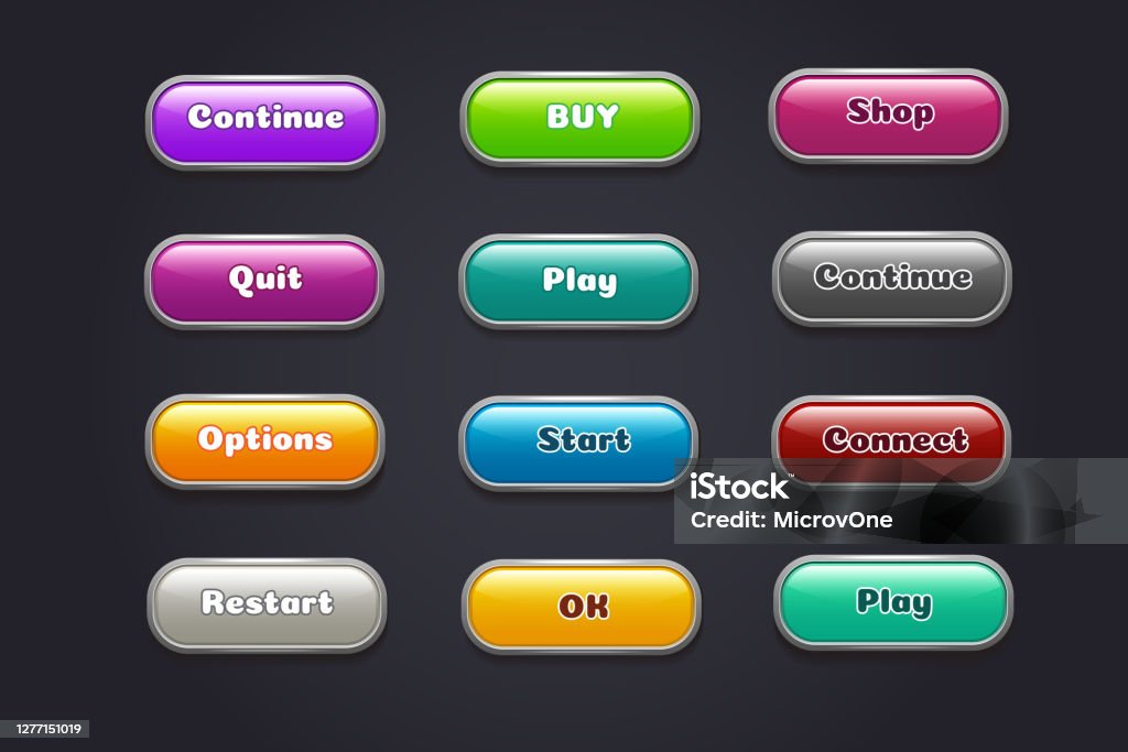 Tombol Kartun Elemen Ui Video Game Berwarnawarni Mulai Ulang Dan ... Tombol Kartun Elemen Ui Video Game Berwarnawarni Mulai Ulang Dan ...