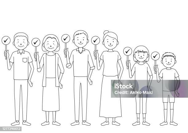 Ilustrasi Keluarga Tiga Generasi Dengan Tanda Yang Benar Ilustrasi Stok ... Ilustrasi Keluarga Tiga Generasi Dengan Tanda Yang Benar Ilustrasi Stok ...