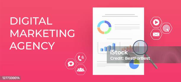 Digital Marketing Agency Konsep Modern Business Flat Vector Banner