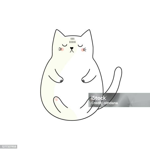 Ilustración De Ilustración Vectorial De Lindo Gato Blanco Garólo