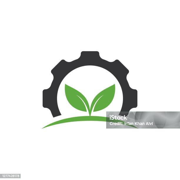 Conception Du Logo Vectoriel De Feuille Dengrenage Vecteurs Libres De