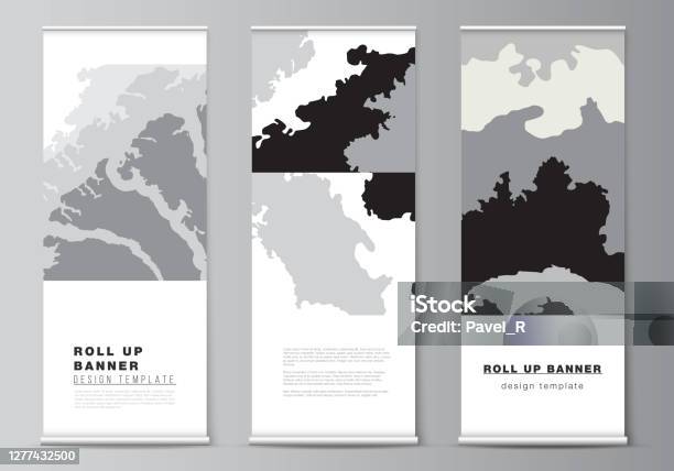 Tata Letak Vektor Dari Roll Up Mockup Desain Template Untuk Selebaran