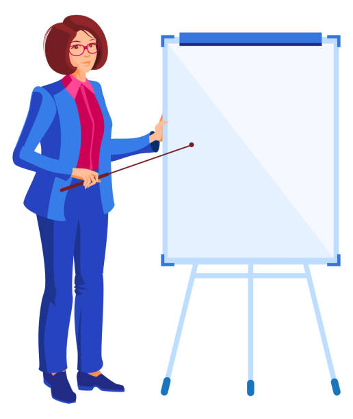 10 Businessman Cartoon With Blank Flip Chart Illustrations Royalty
