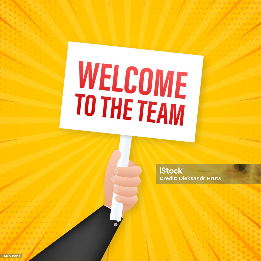 Welkom Bij Het Team Geschreven Op Tekstballon Reclamebord Vector Stock ... Welkom Bij Het Team Geschreven Op Tekstballon Reclamebord Vector Stock ...