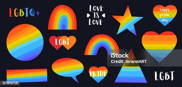 Vector Set Of Lgbt Rainbow Icons And Symbols Stripes On Jackets