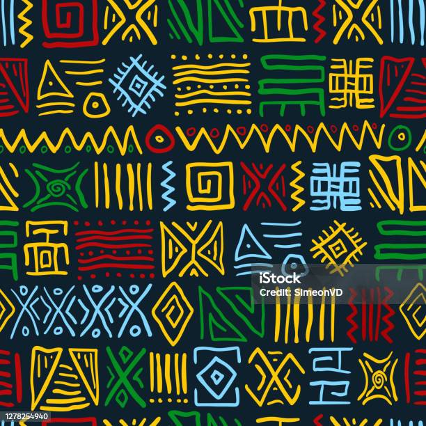 Seamless Stylized African Pattern Ethnic And Tribal Motifs Can Be Used