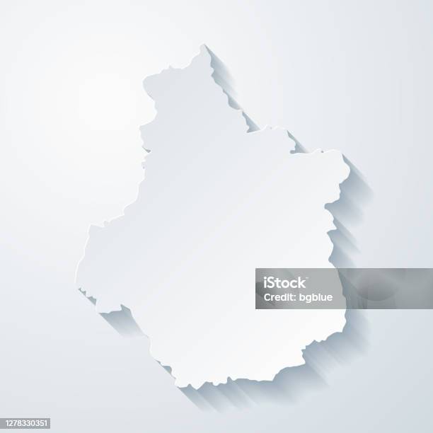 Centreval De Loire Map With Paper Cut Effect On Blank Background Stock