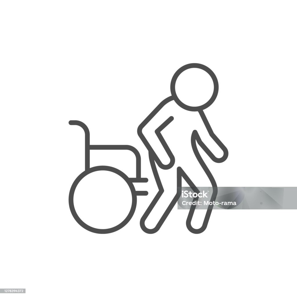 Ilustración De Icono De Esquema De Línea De Persona Discapacitada Y Más
