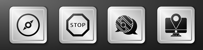 Setzen Sie Kompass Stoppschild Infografik Der Stadtkartennavigation Und ... Setzen Sie Kompass Stoppschild Infografik Der Stadtkartennavigation Und ...