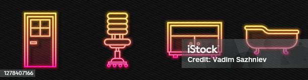 Atur Garis Laci Pintu Tertutup Kursi Kantor Dan Bak Mandi Ikon Neon ... Atur Garis Laci Pintu Tertutup Kursi Kantor Dan Bak Mandi Ikon Neon ...