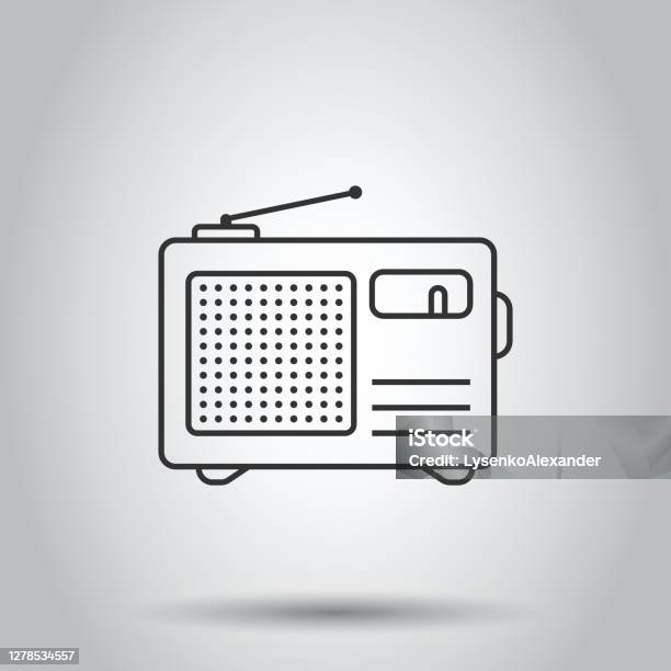 Ikon Radio Dalam Gaya Datar Fm Menyiarkan Ilustrasi Vektor Pada Latar