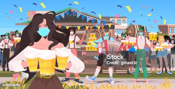 Orangorang Bertopeng Minum Bir Perayaan Pesta Oktoberfest Membuka Latar ... Orangorang Bertopeng Minum Bir Perayaan Pesta Oktoberfest Membuka Latar ...