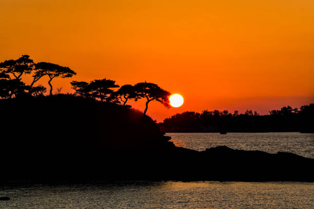 Free Stock Photo of Sun Setting Over Ocean With Small Island | Download ...