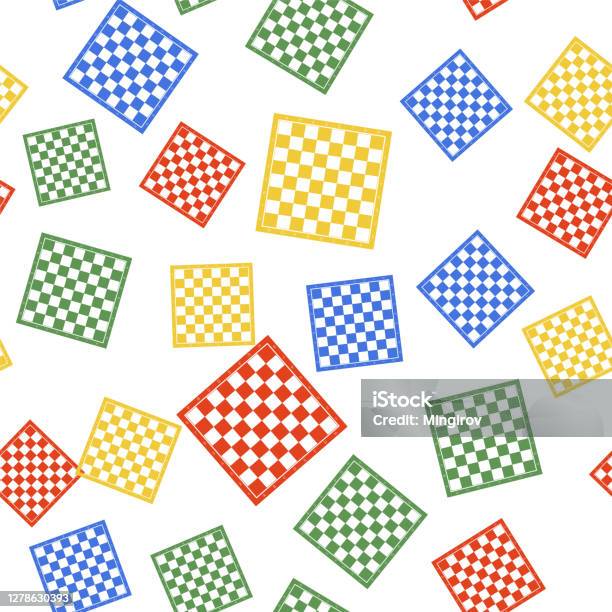 Icône Color Chess Board Isolé Motif Sans Couture Sur Fond Blanc Ancien