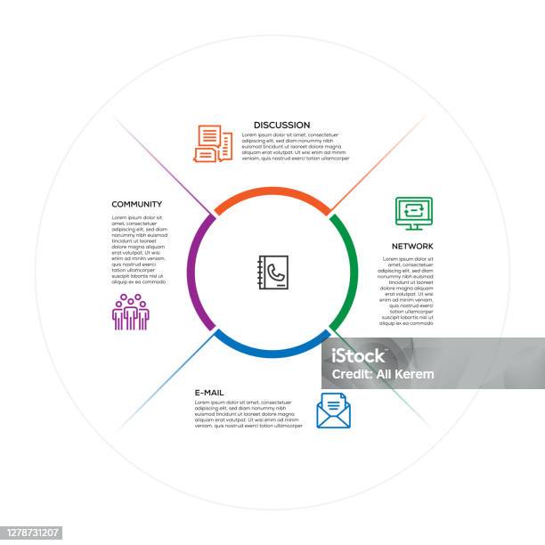 Templat Desain Infografis Ikon Diskusi Jaringan Email Komunitas Kontak