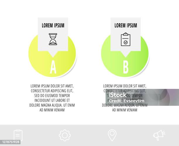 Infografis Dengan 2 Lingkaran Dan Label Templat Vektor Abstrak